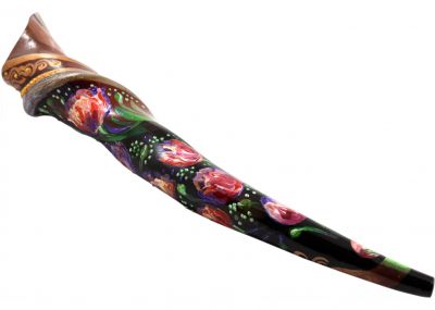 Hand-Painted Eland Shofar - Floral Design For Sale | Visit ProShofar.com